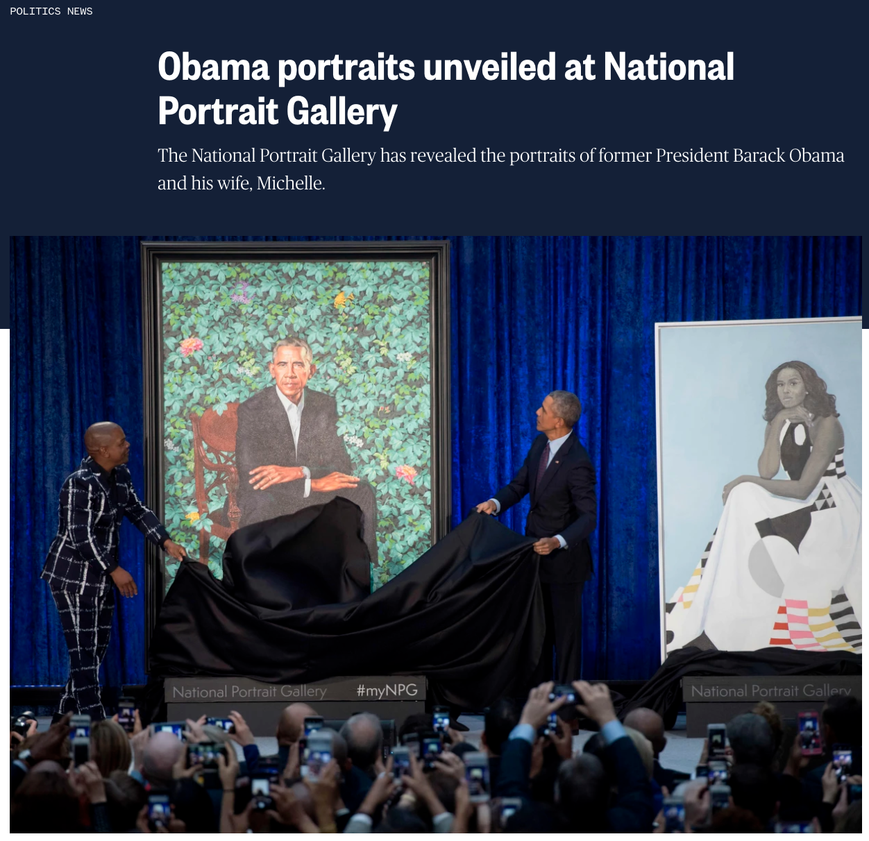 Did a former US President, Barack Obama, unveil a portrait photo of the ...