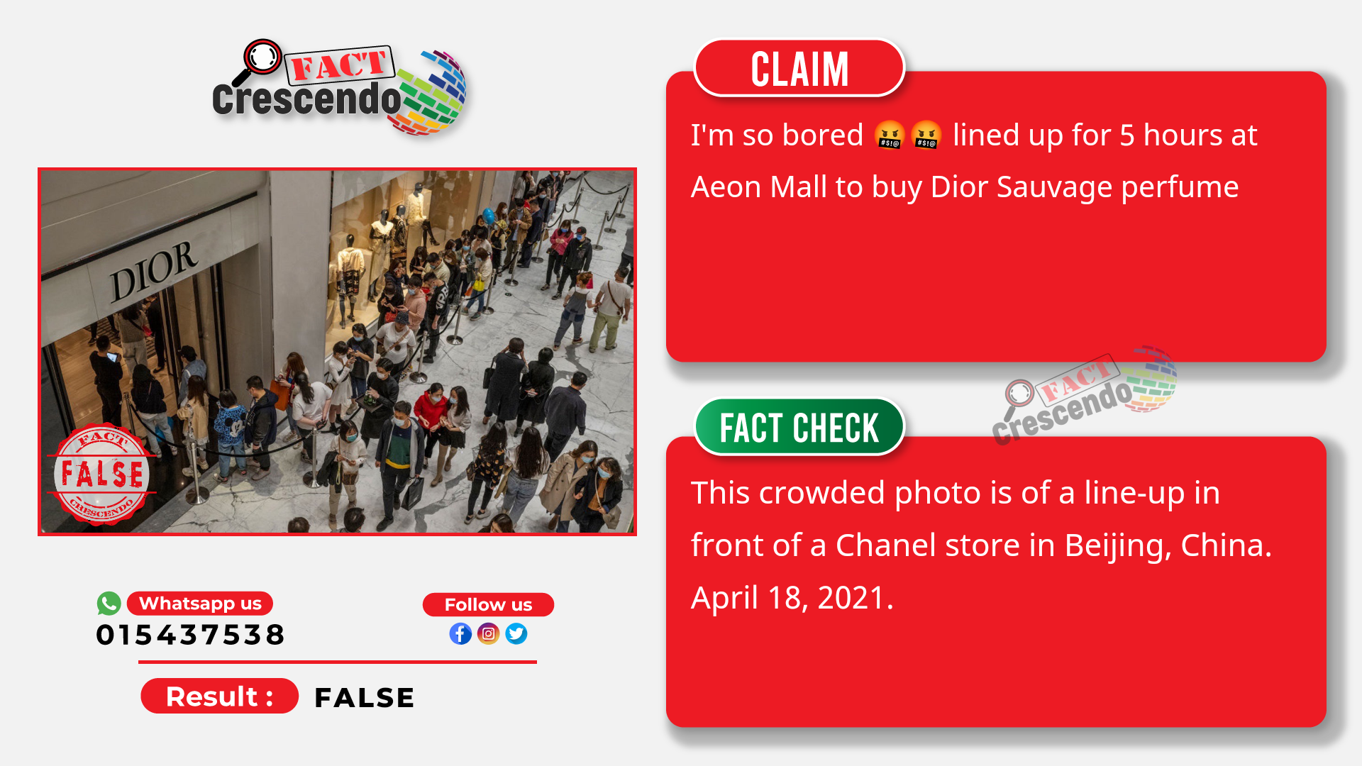 Is this a crowd of people buying Dior perfume in Aeon Mall? - Fact Crescendo Cambodia English